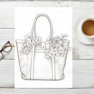 Fashion Bags Coloring Pages for Adults Vintage Handbags Coloring Book ...