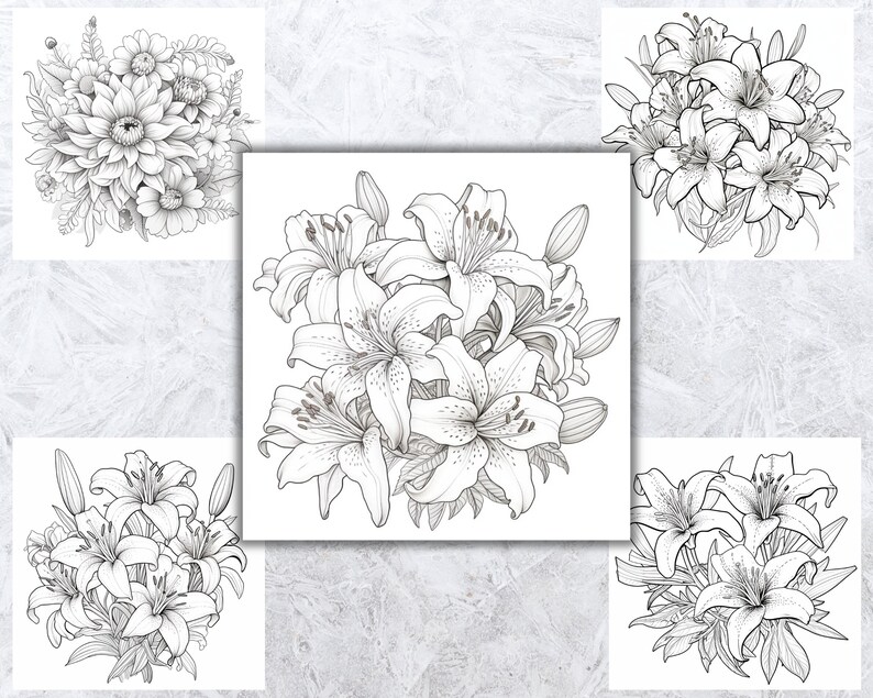 Flower Coloring Book Pages Floral Coloring Pages Printable - Etsy