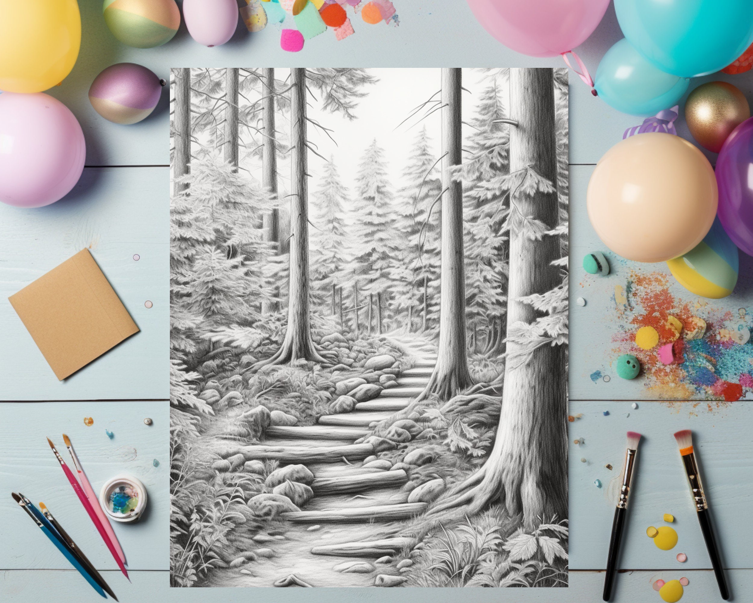 Enchanted Forest Coloring Book for Adults Printable Magical Forest ...