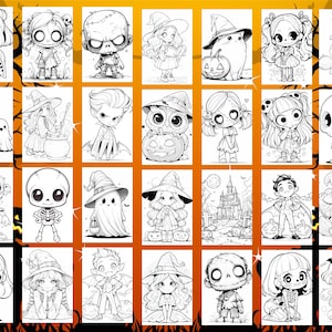 100+ Kawaii Halloween Coloring Pages for Kids (PDF Printable) - Etsy