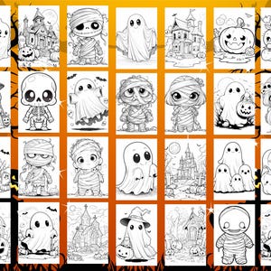 100+ Kawaii Halloween Coloring Pages for Kids (PDF Printable) - Etsy
