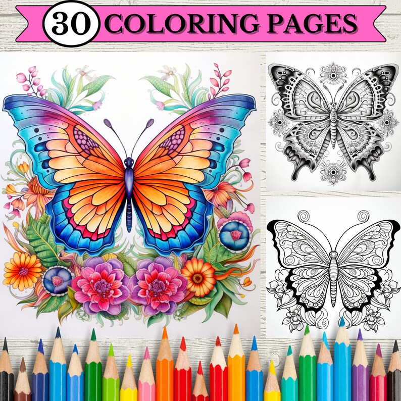 Butterfly Coloring Pages for Adult and Kids Butterfly Mandala - Etsy