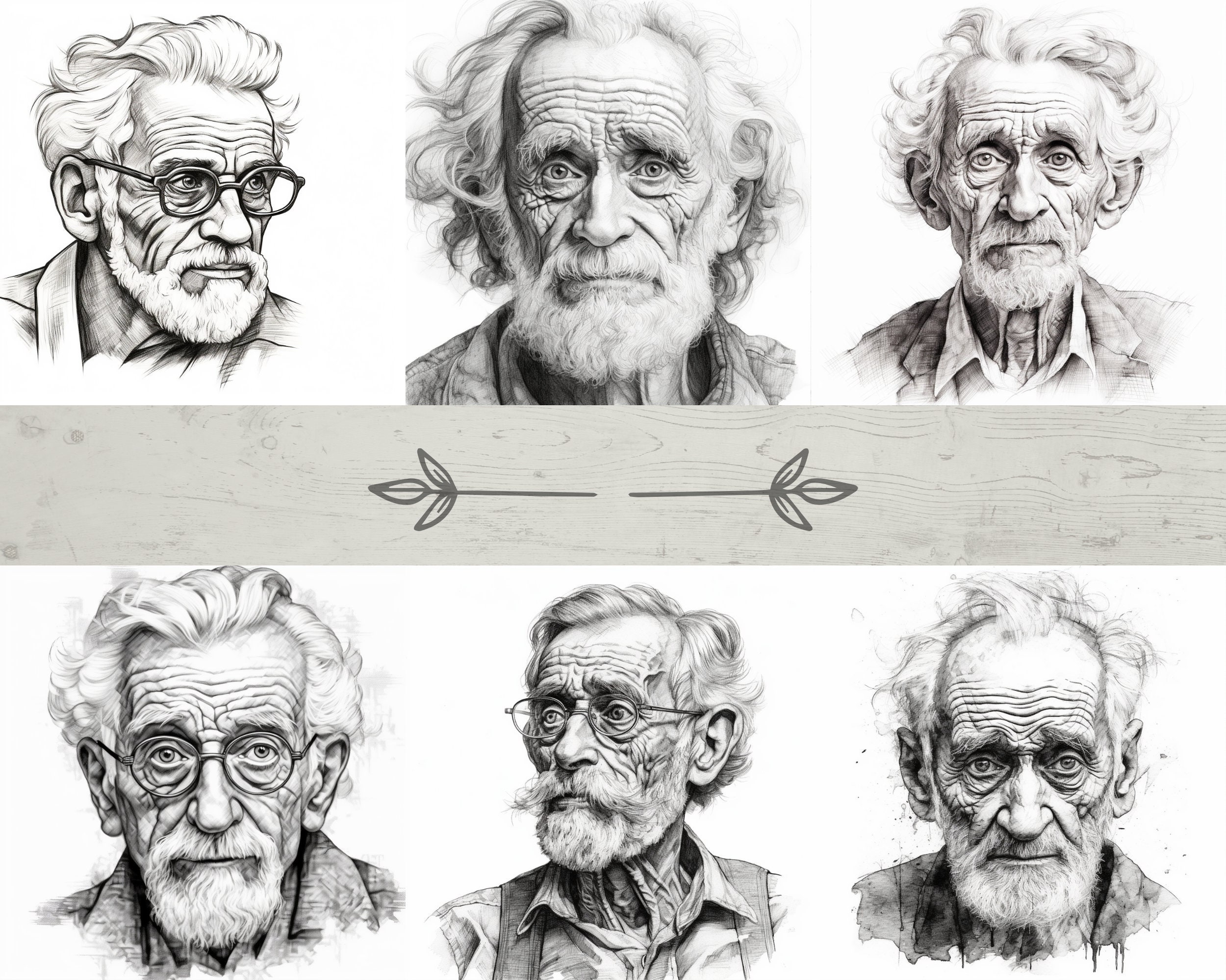 30 Old People Coloring Pages for Adults, Printable Adult Grayscale ...