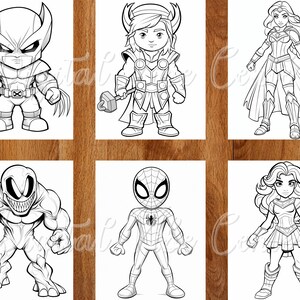 Chibi Superhero Coloring Book: 30 Printable Cartoon Hero Pages (PDF) - Etsy