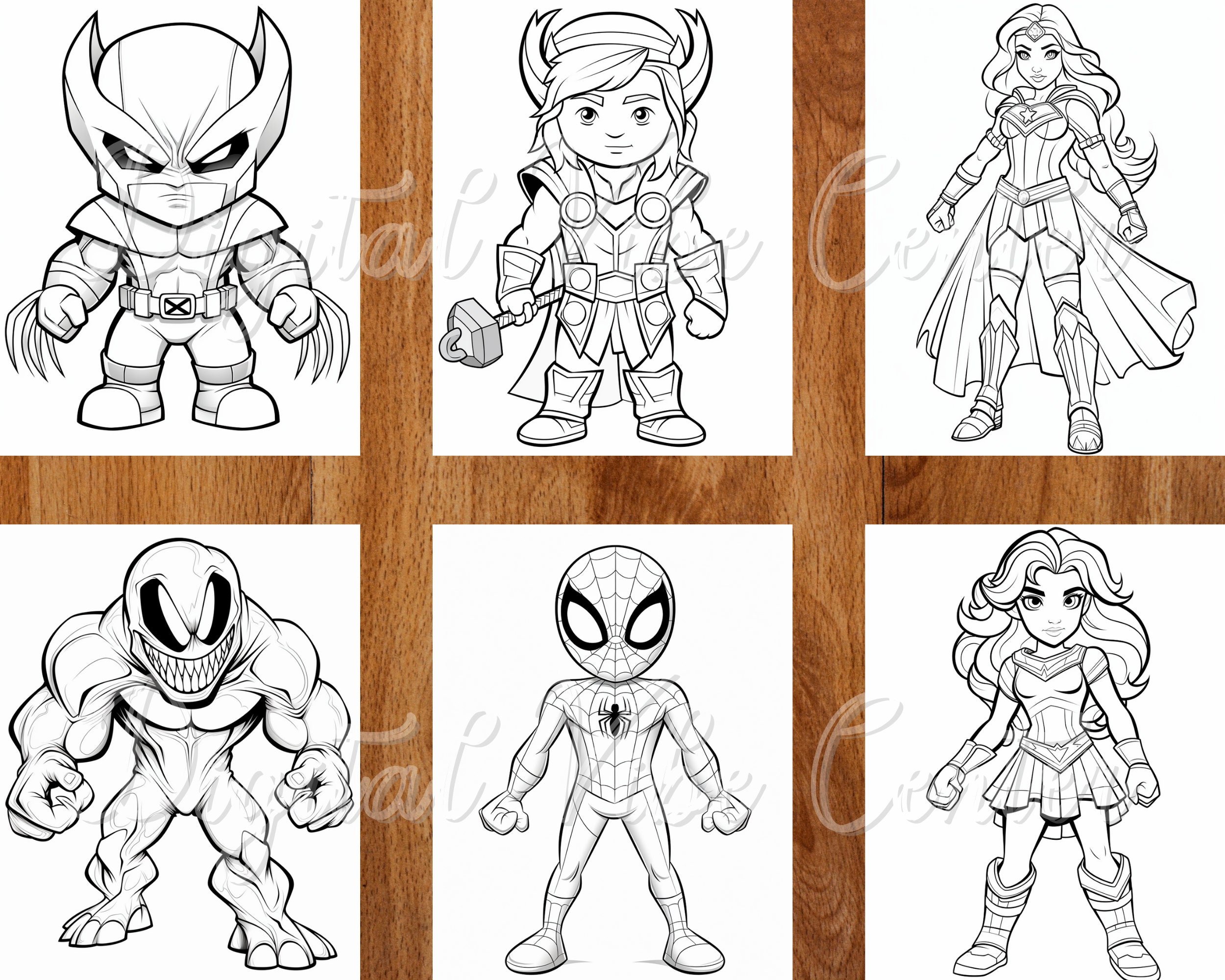 Chibi Superhero Coloring Book: 30 Printable Cartoon Hero Pages (PDF) - Etsy