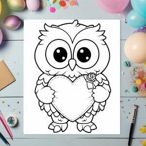 Coloring Pages for Kids Easy Coloring Book Cute Animals With Heart ...
