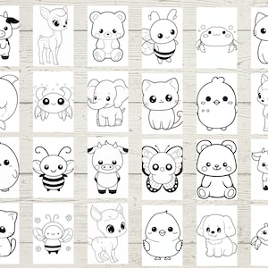 100+ Kawaii Animals Coloring Pages: Mega Bundle (PDF) - Etsy