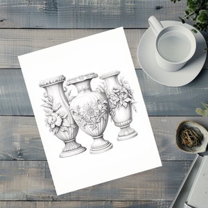 Vintage Objects Coloring Pages for Adults Nostalgic Grayscale Coloring ...