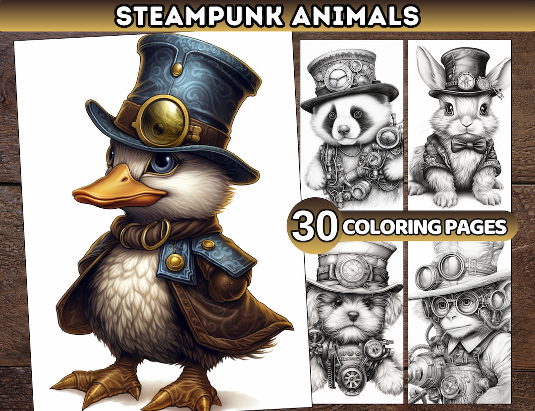 Steampunk Animals Coloring Pages Steampunk Adults Coloring Page ...