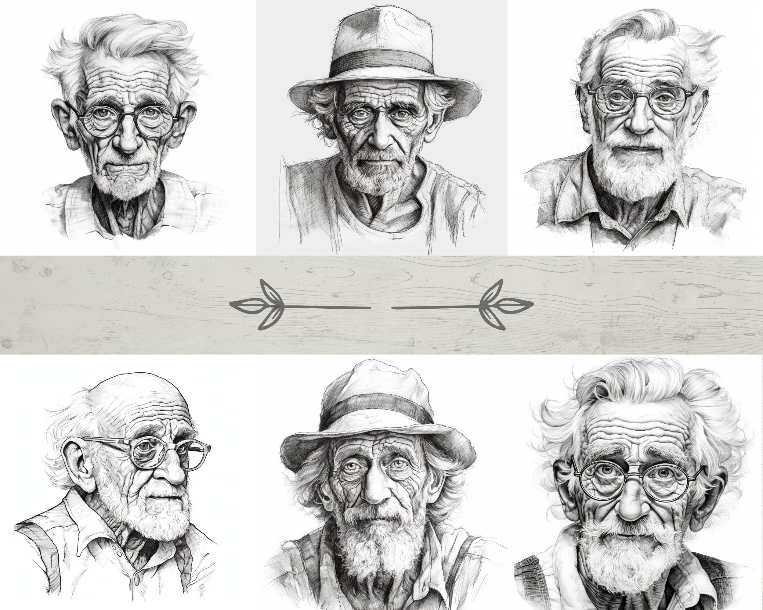 30 Old People Coloring Pages for Adults, Printable Adult Grayscale ...
