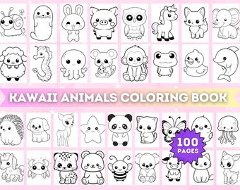 200 Cute Kawaii Coloring Pages for Kids Cute Coloring Page Mega Bundle ...