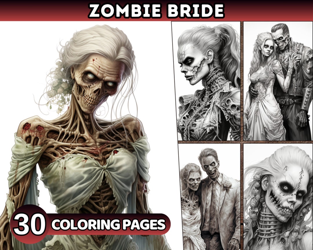 Zombie Bride Coloring Pages for Adult Scary Bride Coloring Sheets ...