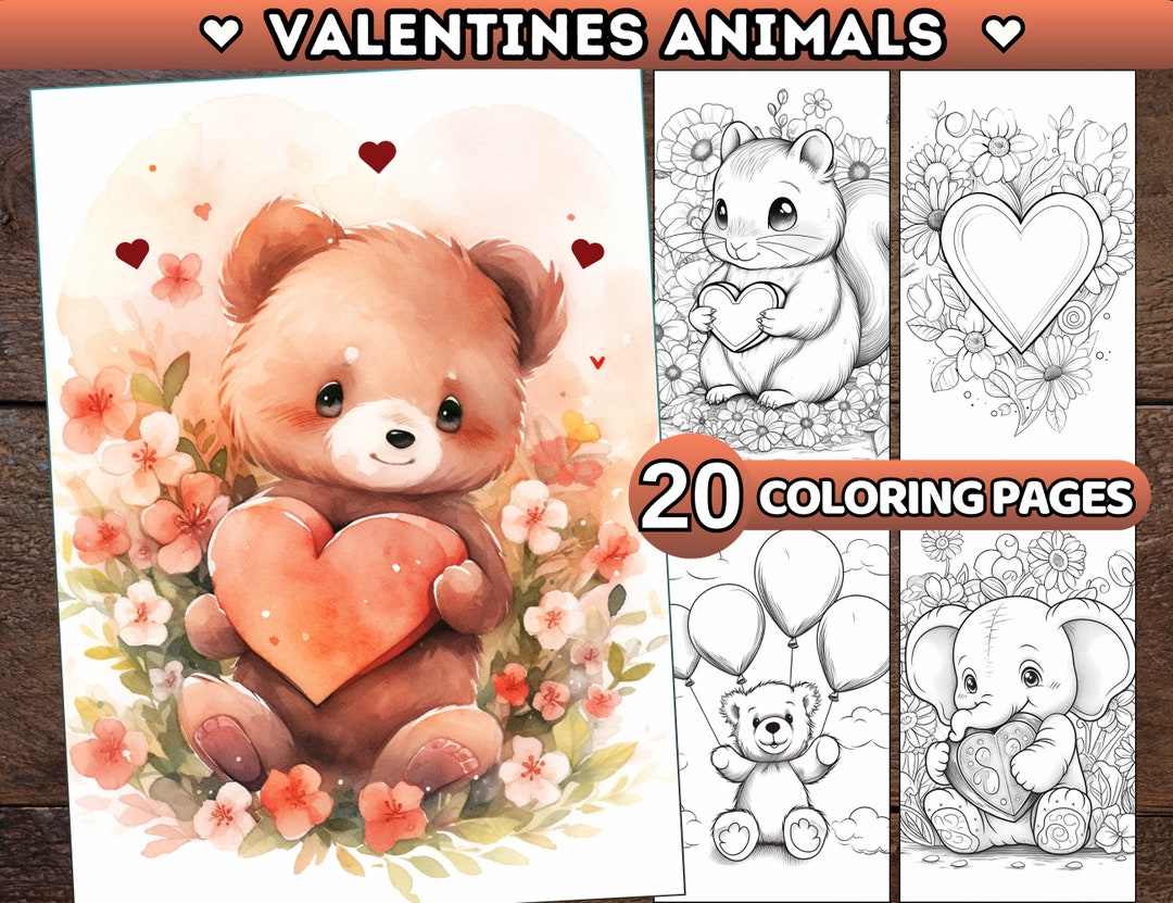Valentines Coloring Pages Happy Valentines Animals Coloring Book Love ...
