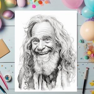 40 Happy Elderly Men Coloring Pages for Adults Printable Grayscale ...