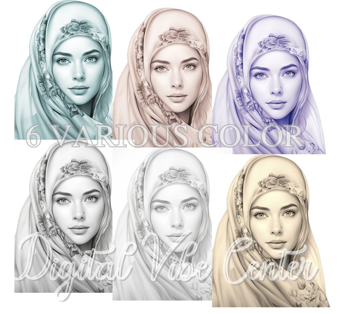 Muslim Woman Coloring Page for Adults Coloring Pages Hijab - Etsy