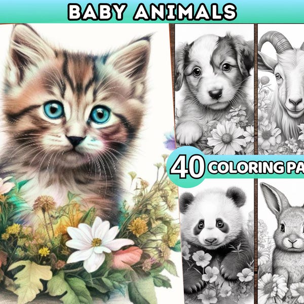 Coloring Pages Baby Animals - Etsy