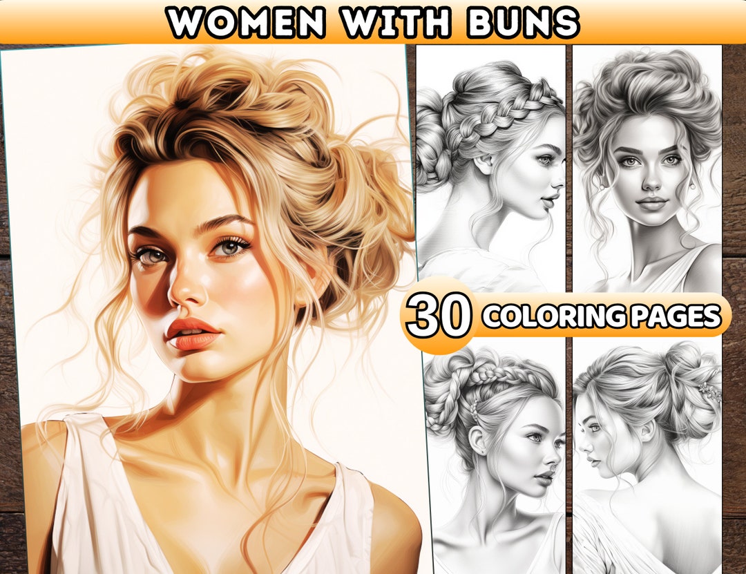 Coloring Pages for Adult Bun Hairstyle Coloring Pages Fasion Woman ...