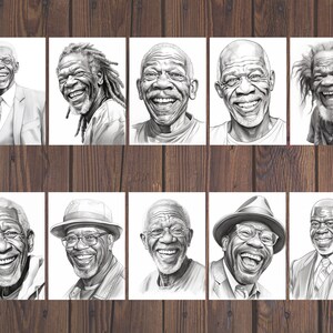 40 Happy Elderly Men Coloring Pages for Adults Printable Grayscale ...