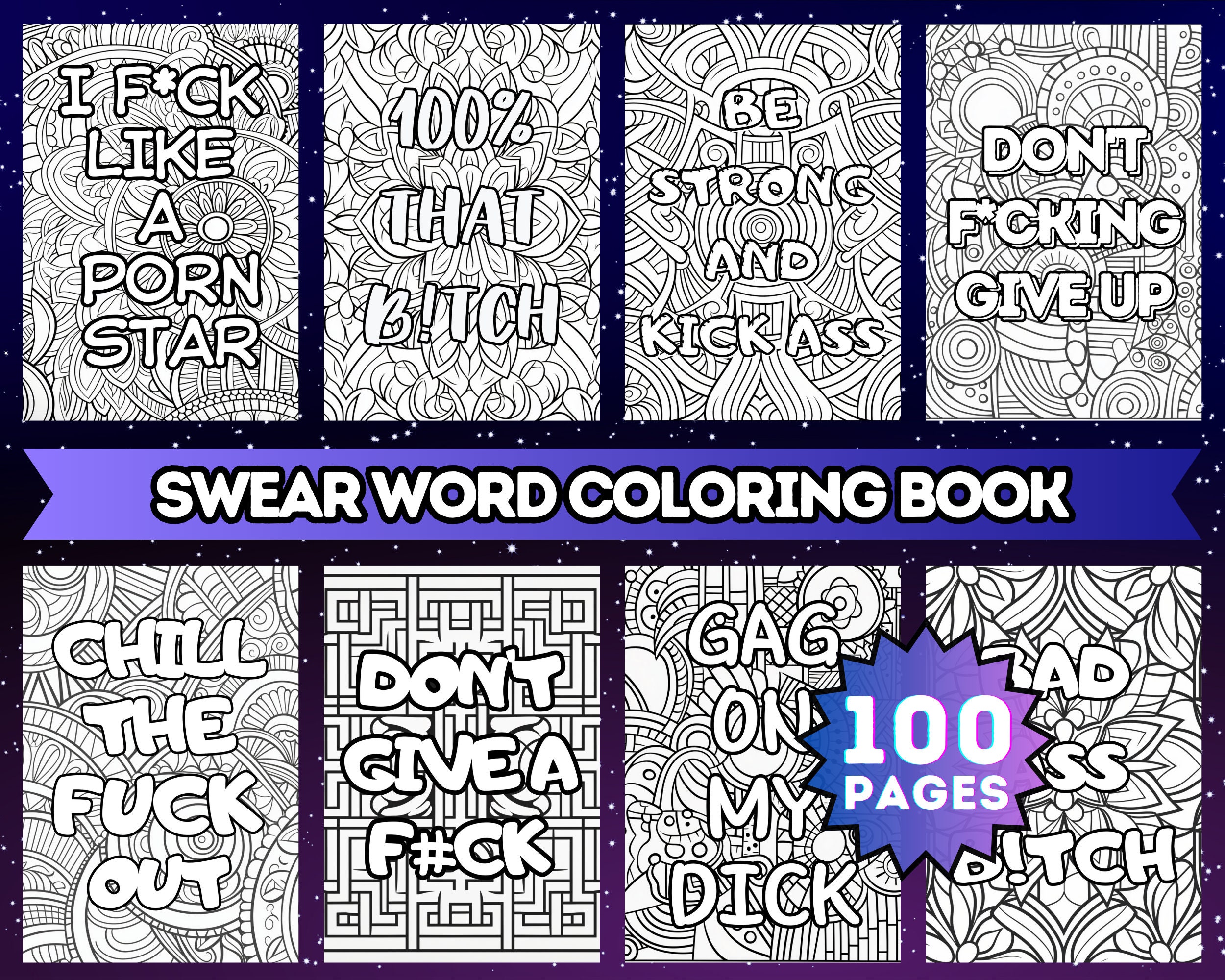 100 Swear Word Coloring Pages Coloring Book Page for Adults - Etsy UK