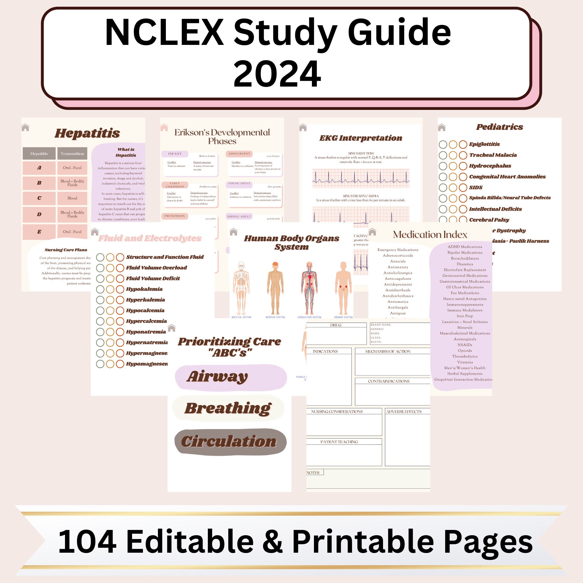 NCLEX Study Guide for Nursing Students, 104 Pgs Future Nurse, Nurse in ...