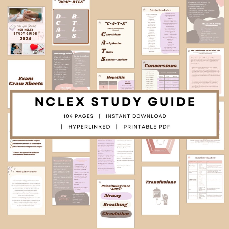 NCLEX Study Guide for Nursing Students, 104 Pgs Future Nurse, Nurse in ...