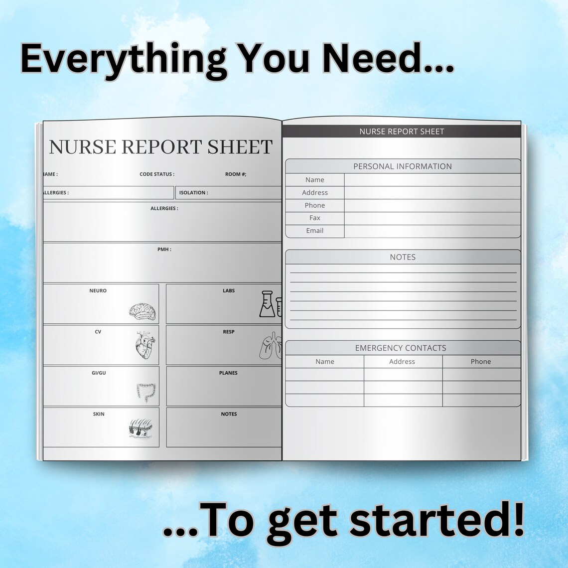Nursing Report Sheets & Brain Nurse Handoff Sheet for Med Surg ...