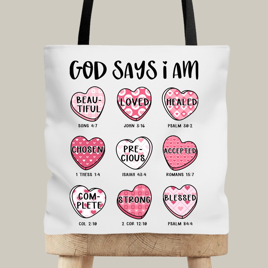 Retro Christian Valentine Bible Verse PNG, Pink Candy Hearts PNG, Jesus ...
