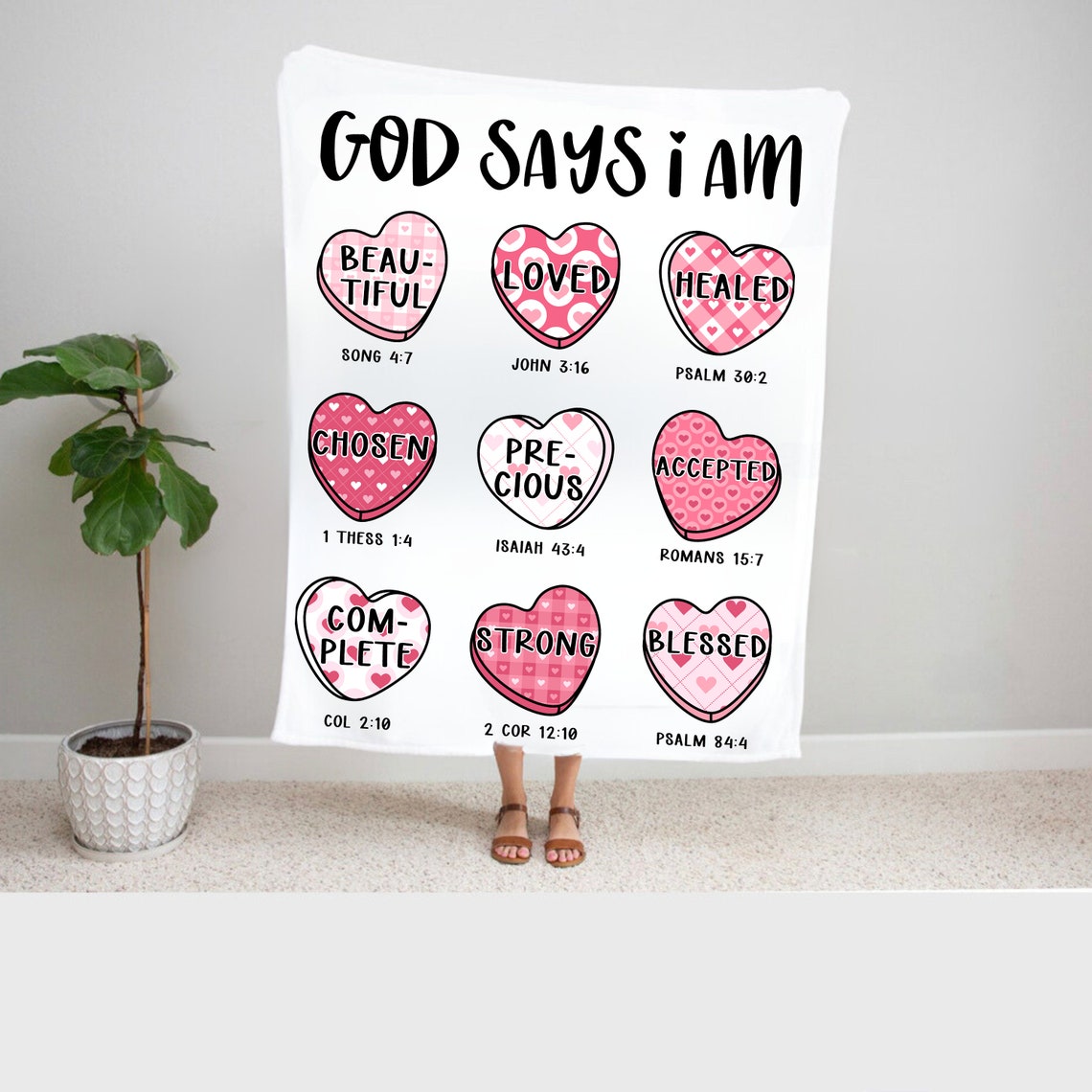 Retro Christian Valentine Bible Verse PNG, Pink Candy Hearts PNG, Jesus ...