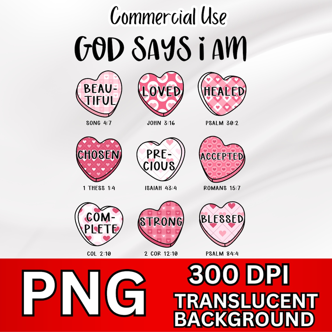 Retro Christian Valentine Bible Verse PNG, Pink Candy Hearts PNG, Jesus ...