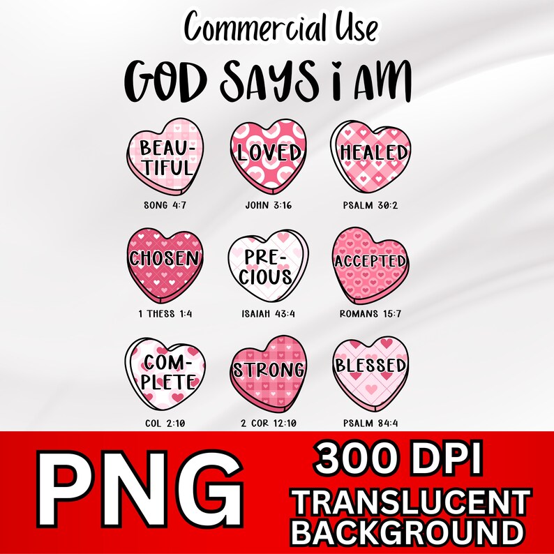 Retro Christian Valentine Bible Verse PNG, Pink Candy Hearts PNG, Jesus ...