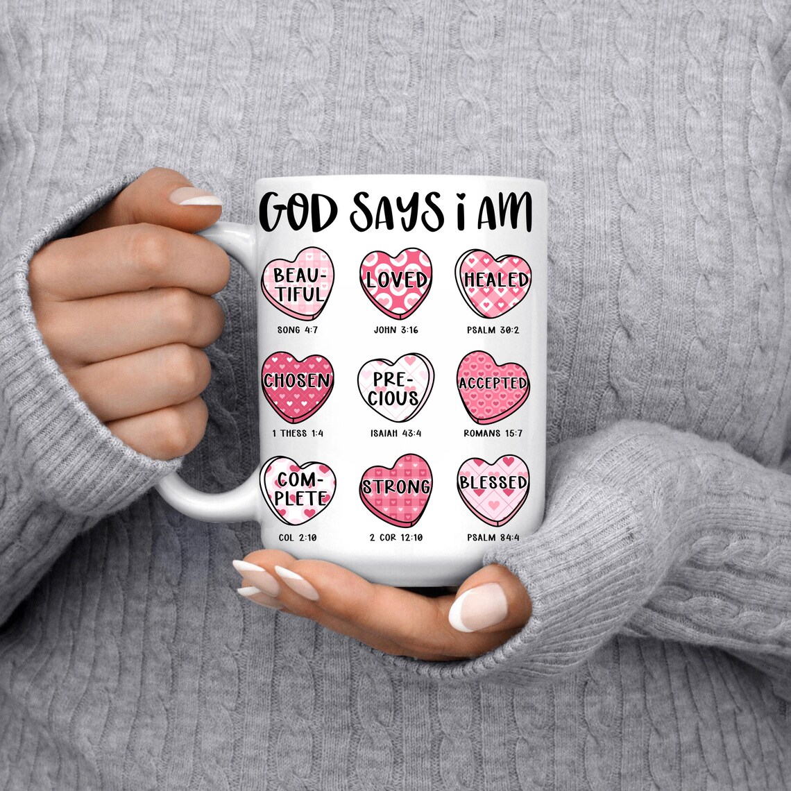 Retro Christian Valentine Bible Verse PNG, Pink Candy Hearts PNG, Jesus ...