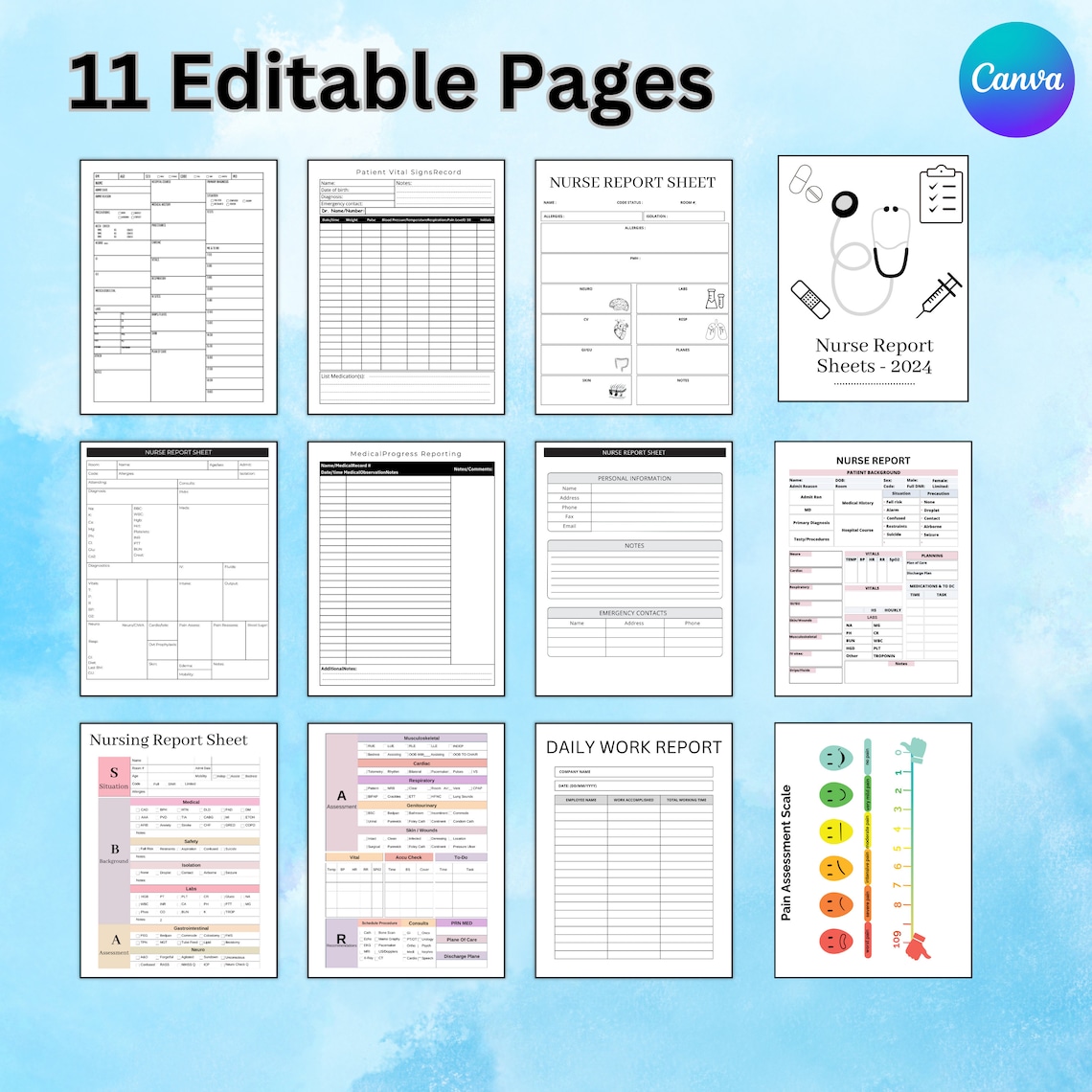 Nursing Report Sheets & Brain Nurse Handoff Sheet for Med Surg ...