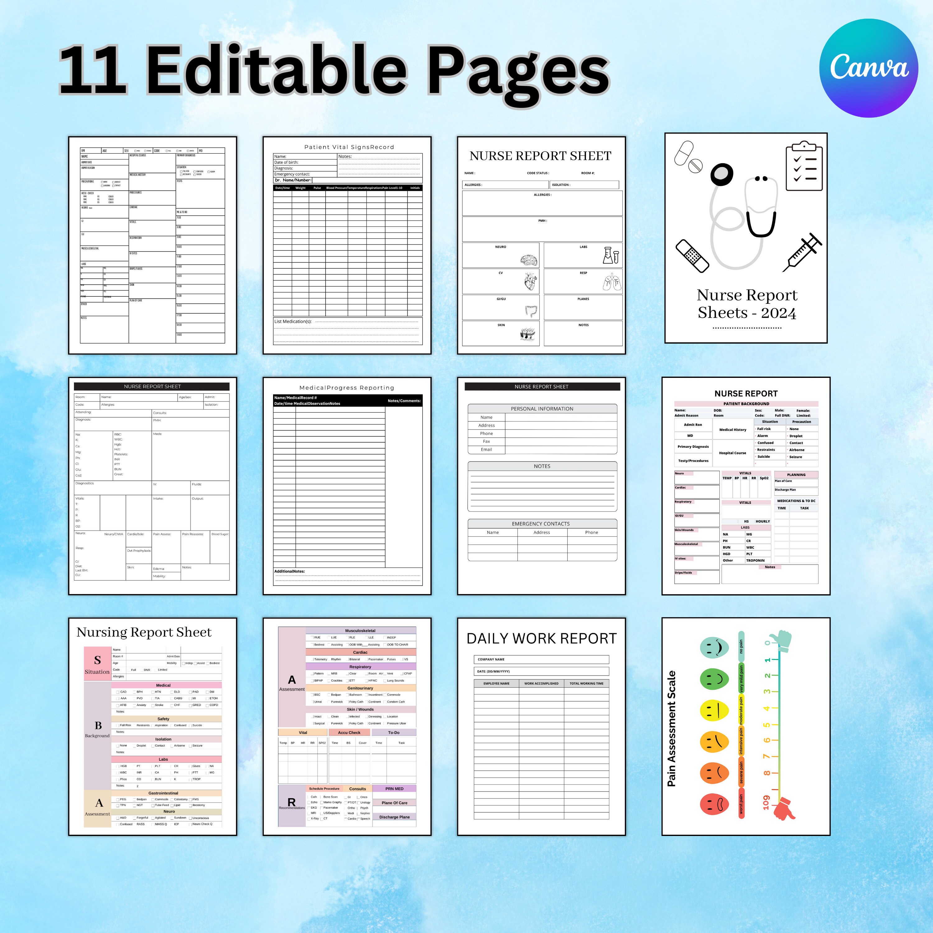 Nursing Report Sheets & Brain Nurse Handoff Sheet for Med Surg ...