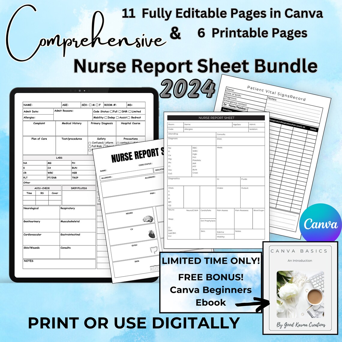 Nursing Report Sheets & Brain Nurse Handoff Sheet for Med Surg ...