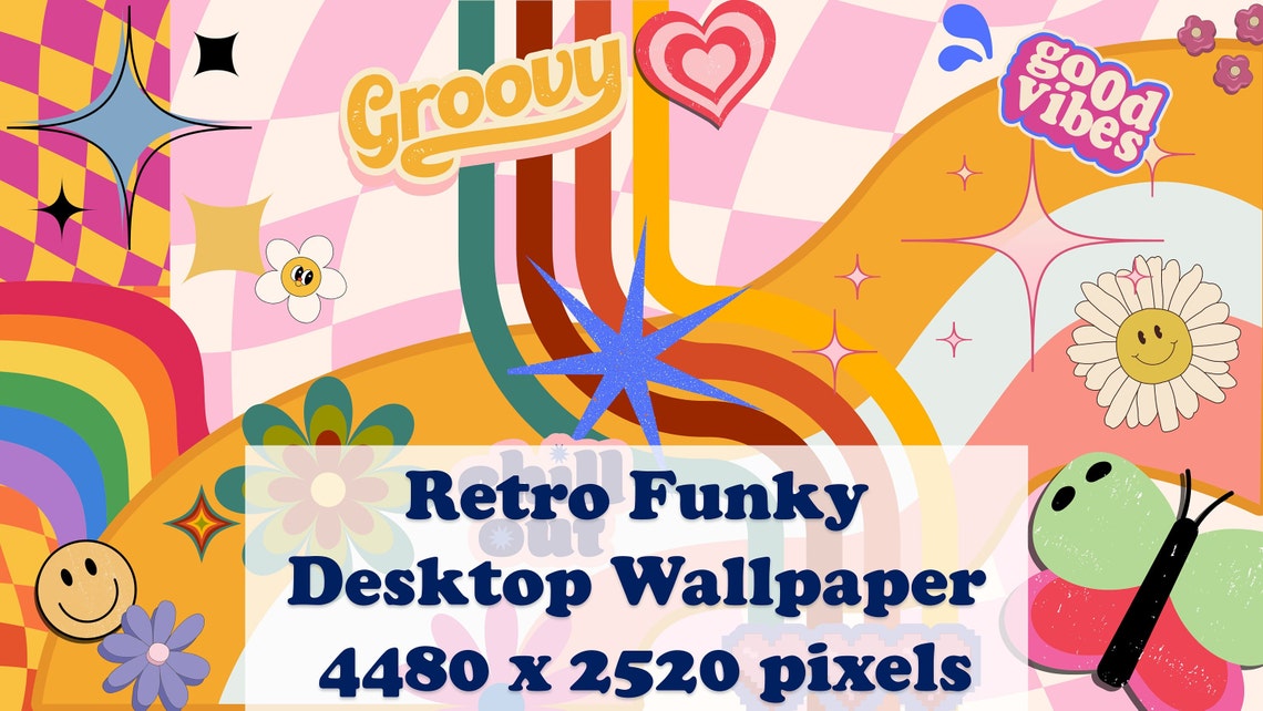 Retro Desktop Wallpaper 4480 X 2520 Pixels, 80's Hippie Screensaver ...