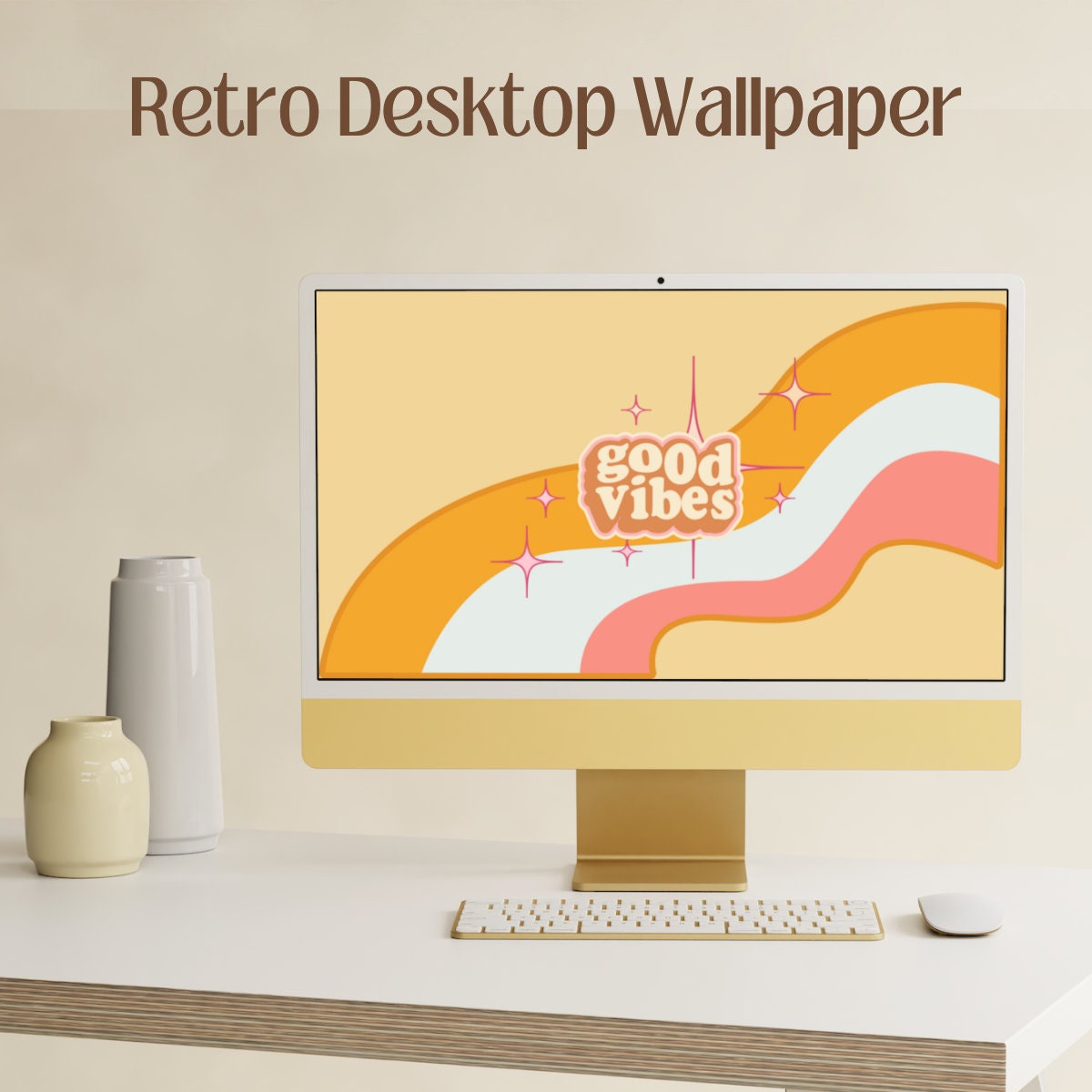 Retro Groovy Good Vibes Set of 3 Desktop Wallpapers, 4480 X 2520 Pixels, Retro Screensaver ...