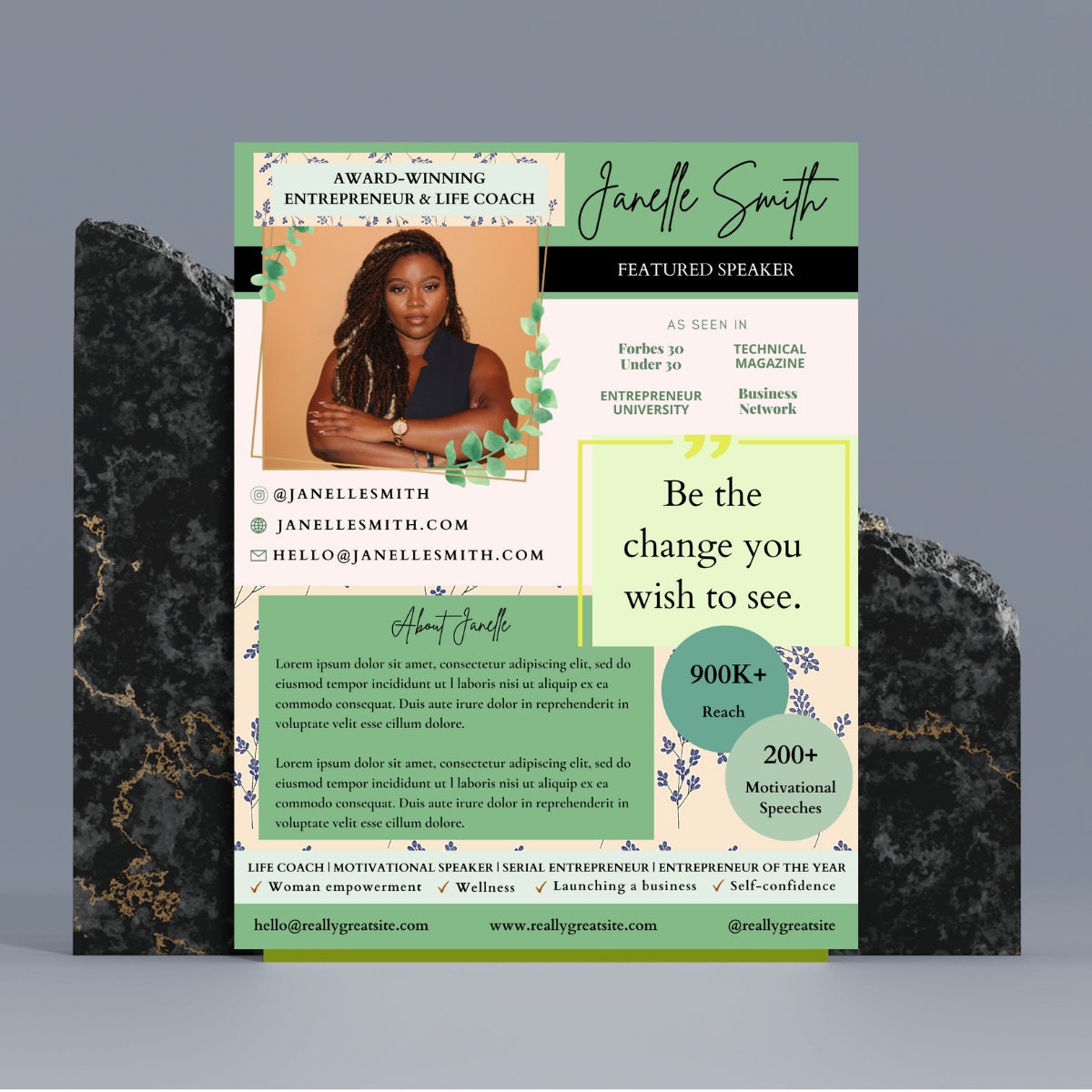 Speaker Sheet Flyer Template, One Sheet Editable Canva Template ...