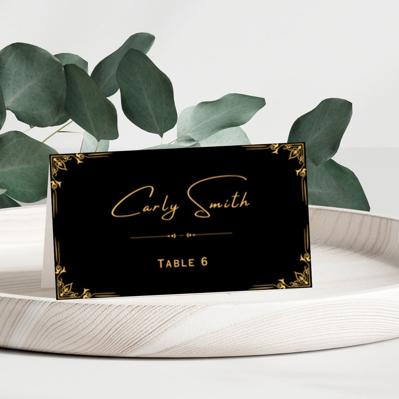 Black Tie Event Place Card Template, Formal Gala Dinner, Corporate ...