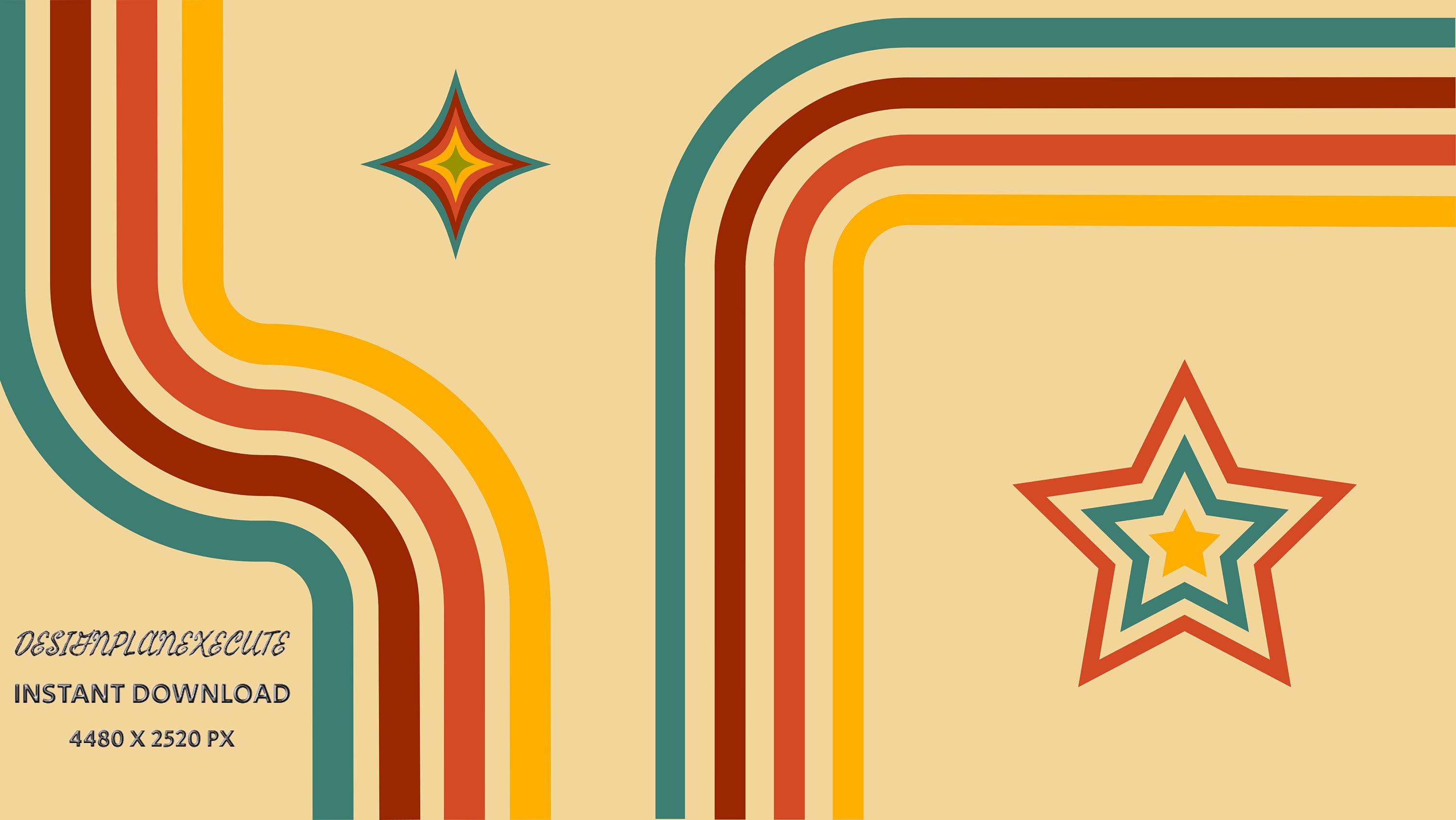 Retro Shapes Groovy Set of 3 Desktop Wallpapers, 4480 X 2520 Pixels ...
