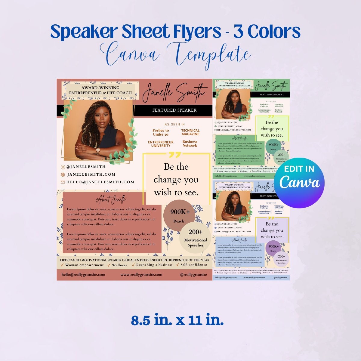 Speaker Sheet Flyer Template, One Sheet Editable Canva Template ...