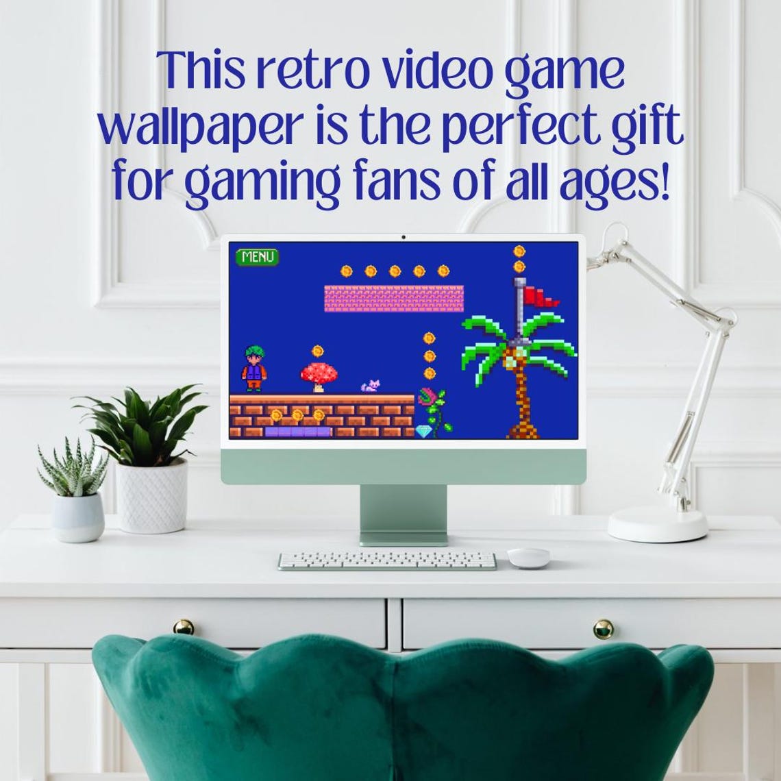 Gamer Desktop Wallpaper, Retro Video Game Pixel Art Digital Wallpaper ...