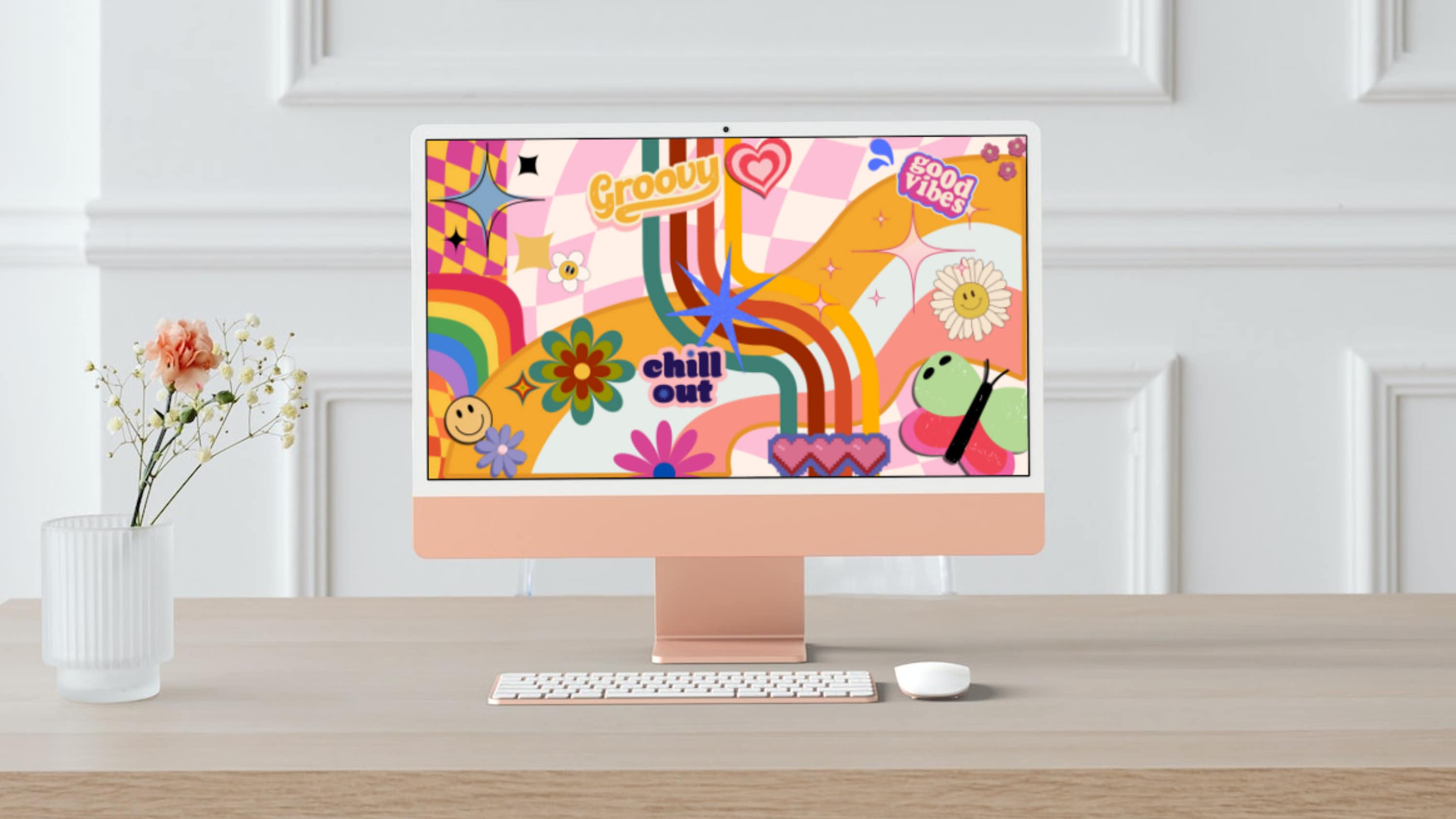 Retro Desktop Wallpaper 4480 X 2520 Pixels, 80's Hippie Screensaver ...