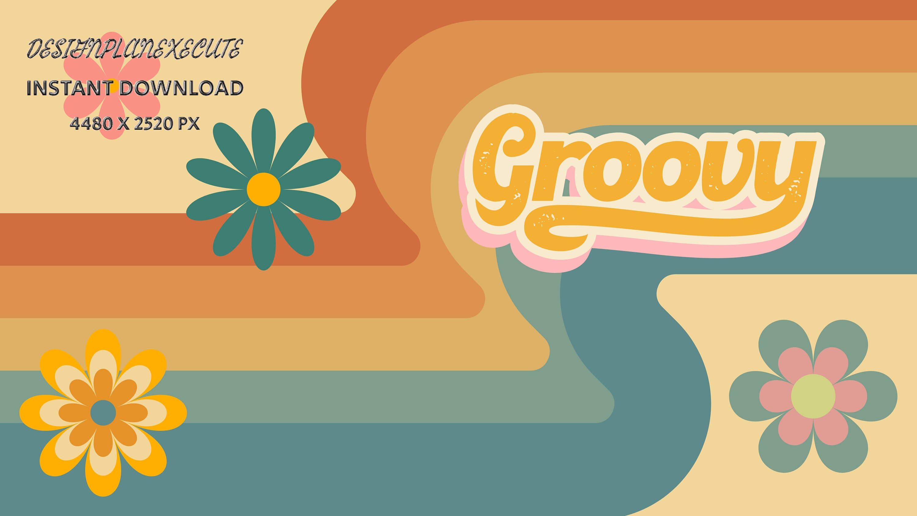 Retro Groovy Good Vibes Set of 3 Desktop Wallpapers, 4480 X 2520 Pixels ...
