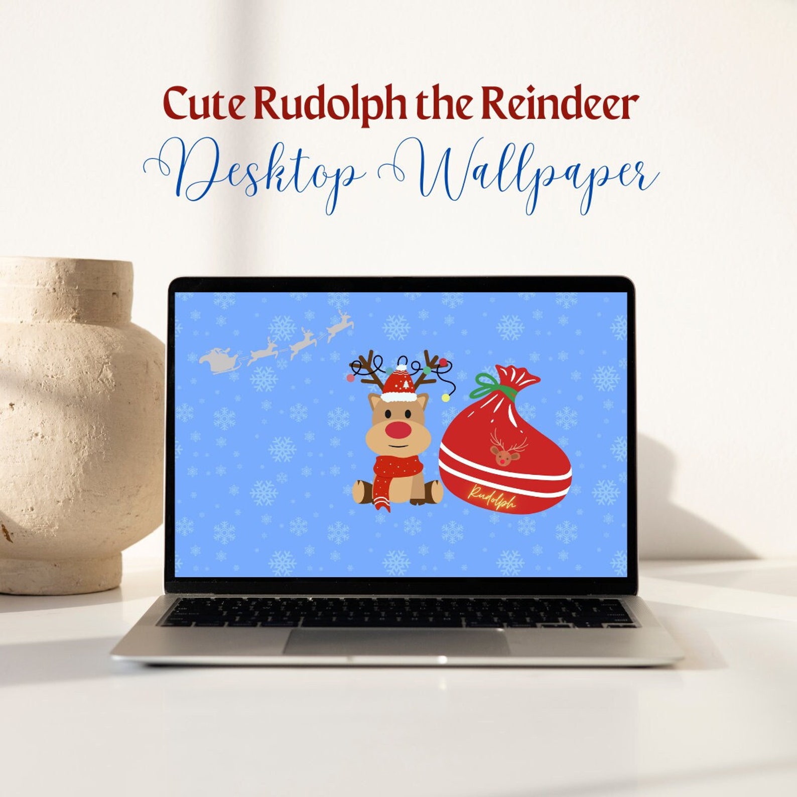 Cute Rudolph Reindeer Santa Toys Holiday Christmas Winter Desktop ...