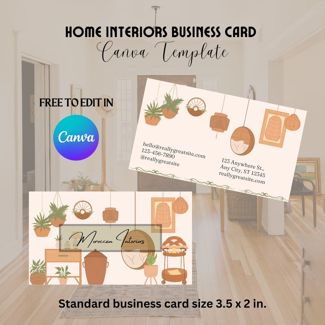 Interior Designer Business Card Editable Canva Template, Home Decor ...