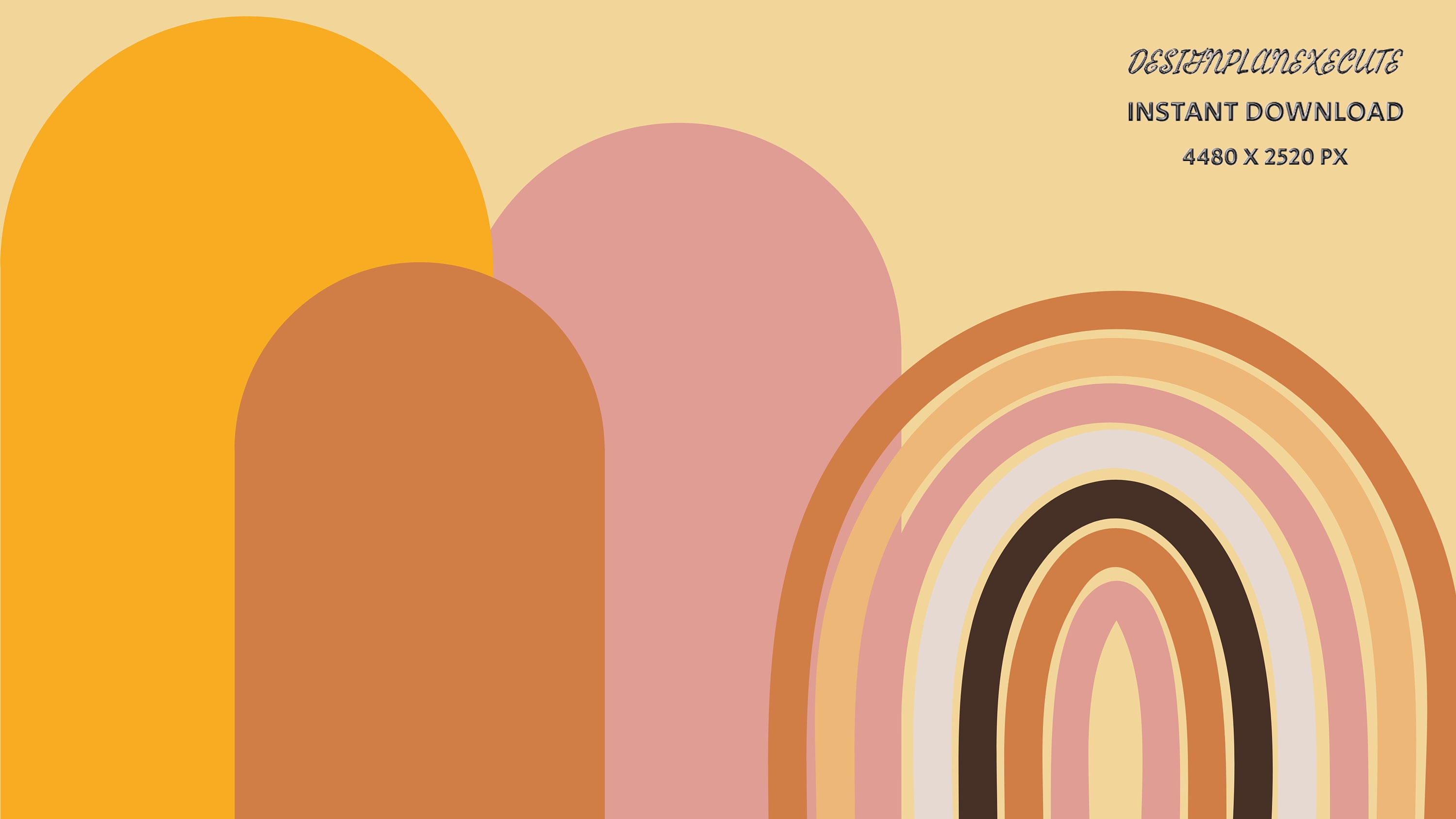 Retro Shapes Groovy Set of 3 Desktop Wallpapers, 4480 X 2520 Pixels ...