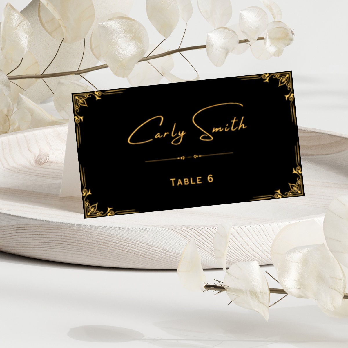 Black Tie Event Place Card Template, Formal Gala Dinner, Corporate ...