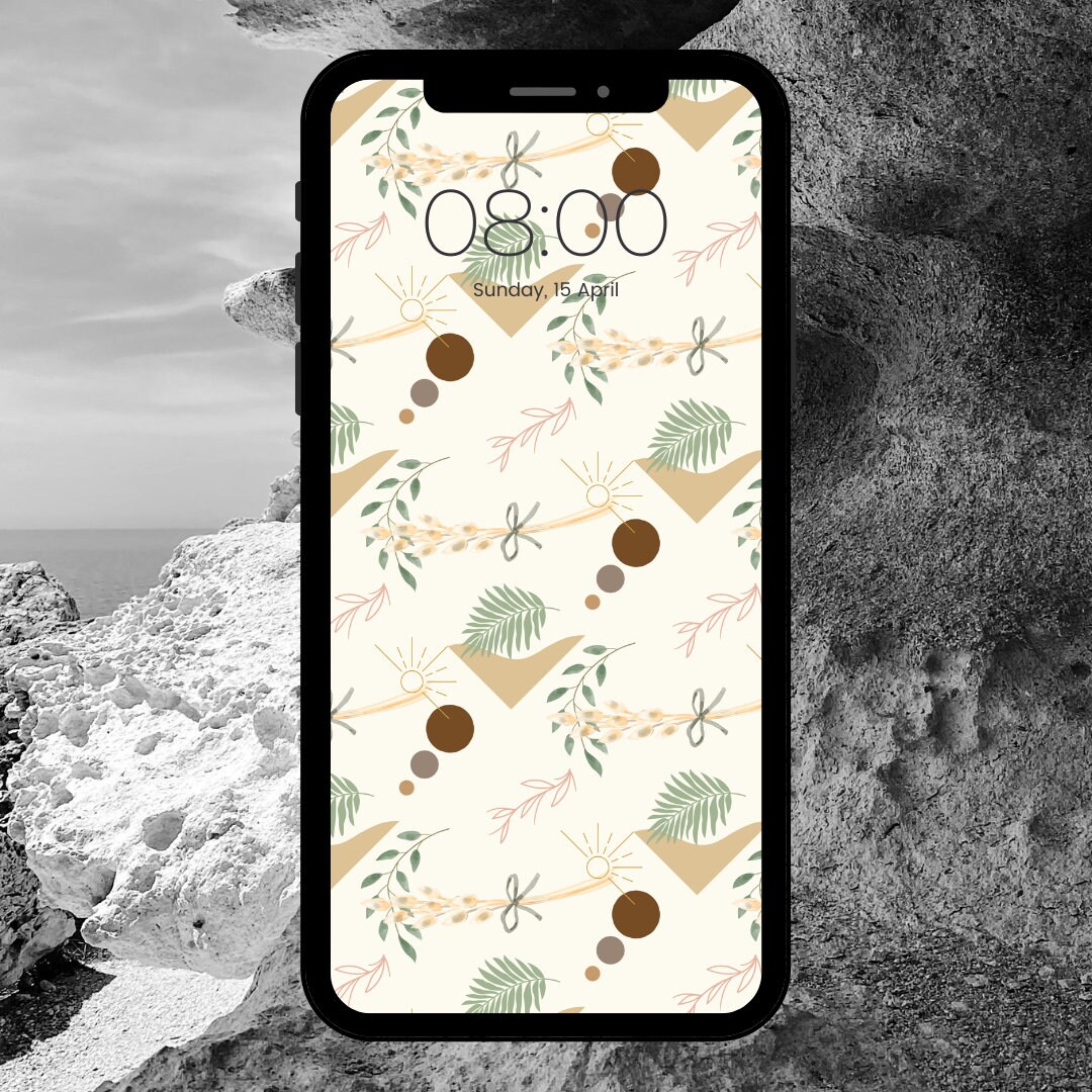 Neutral Boho Aesthetic Botanical Digital Wallpapers | Modern iPhone ...