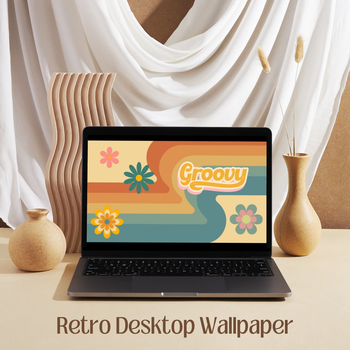 Retro Groovy Good Vibes Set of 3 Desktop Wallpapers, 4480 X 2520 Pixels, Retro Screensaver ...