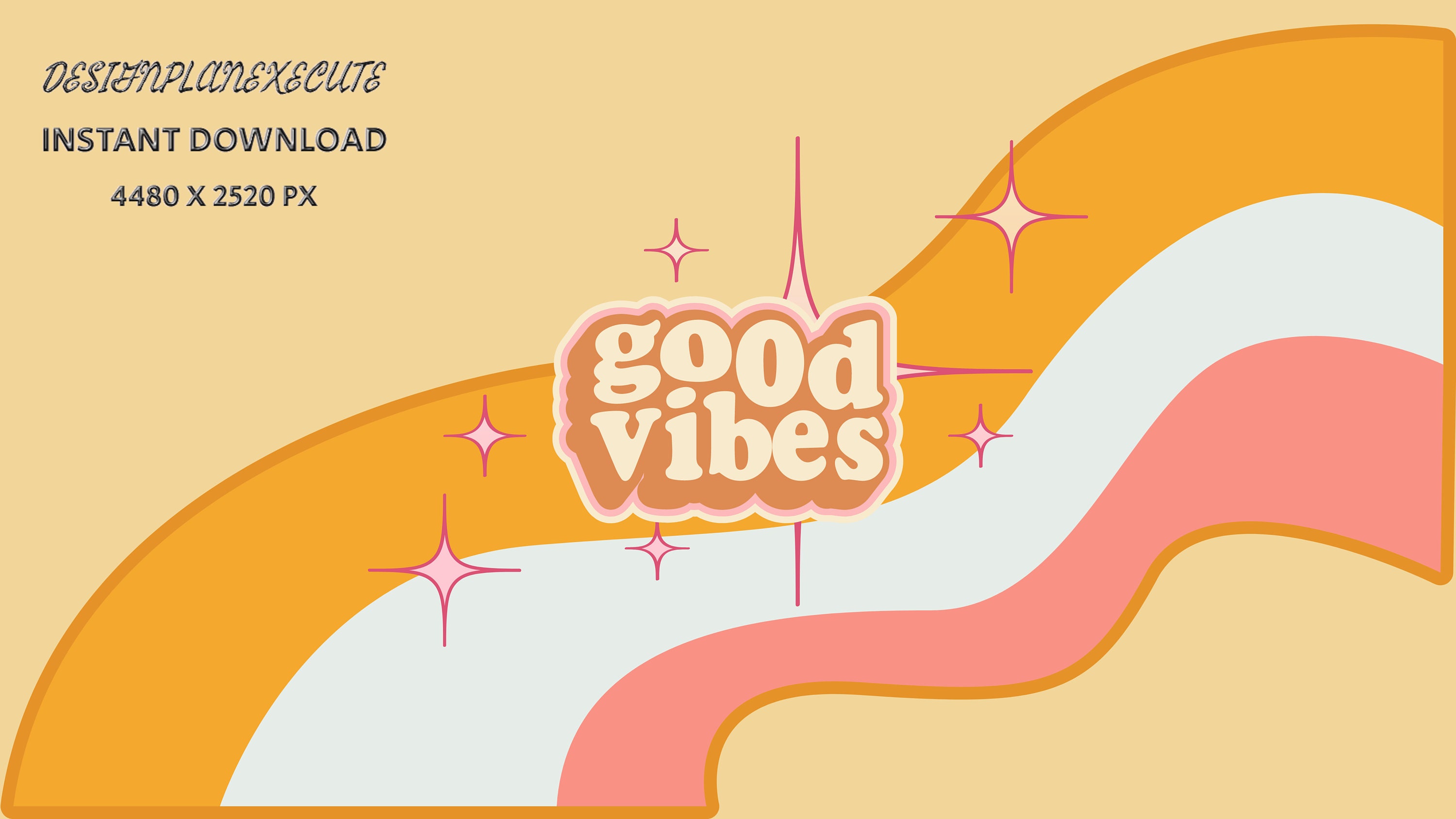 Retro Groovy Good Vibes Set of 3 Desktop Wallpapers, 4480 X 2520 Pixels ...
